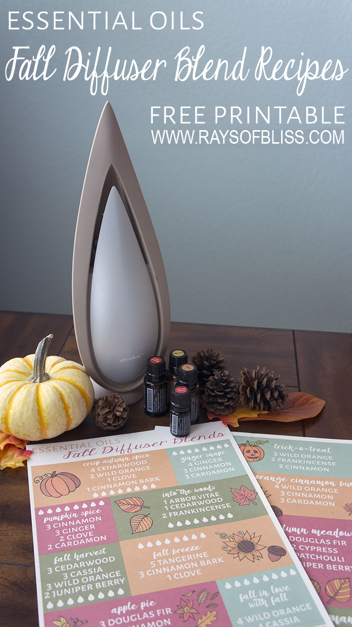 Fall Diffuser Blend Recipes Guide - Free Printable from Rays of Bliss